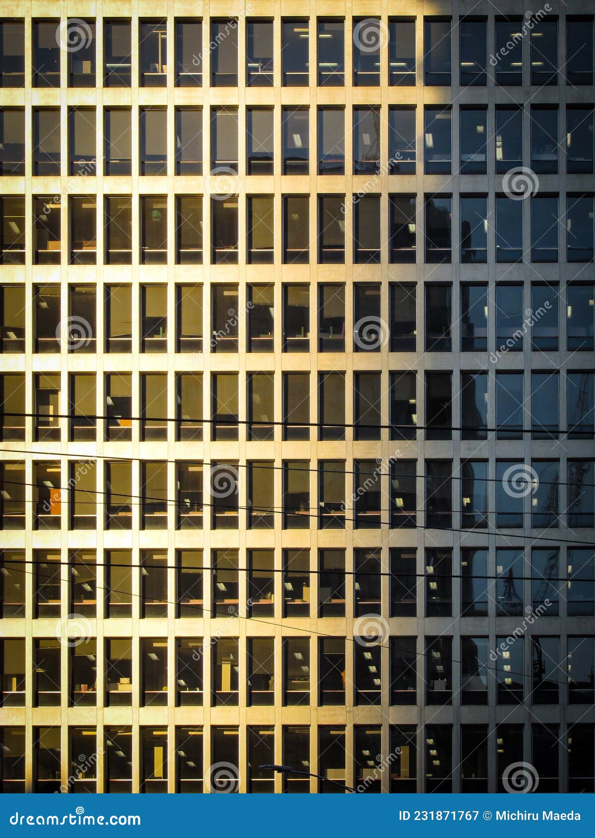 Sunlight Illuminated Rectangular Windows on a Concrete Building Stock ...