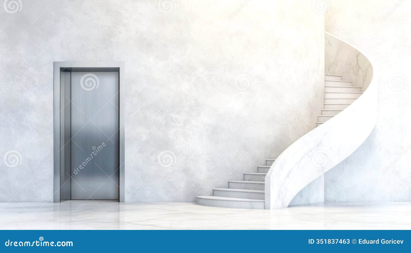 Elevator In The Spiral Tube And A Ramp In The Square. Abstract Interior ...