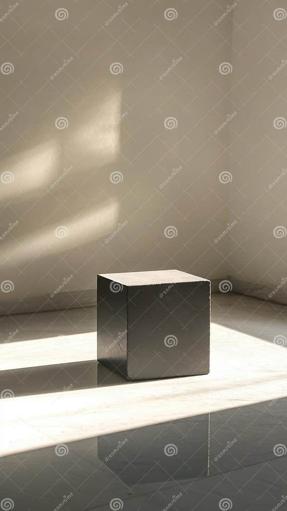 Sunlight Illuminates a Simple Cube on a Marble Floor Stock Illustration ...