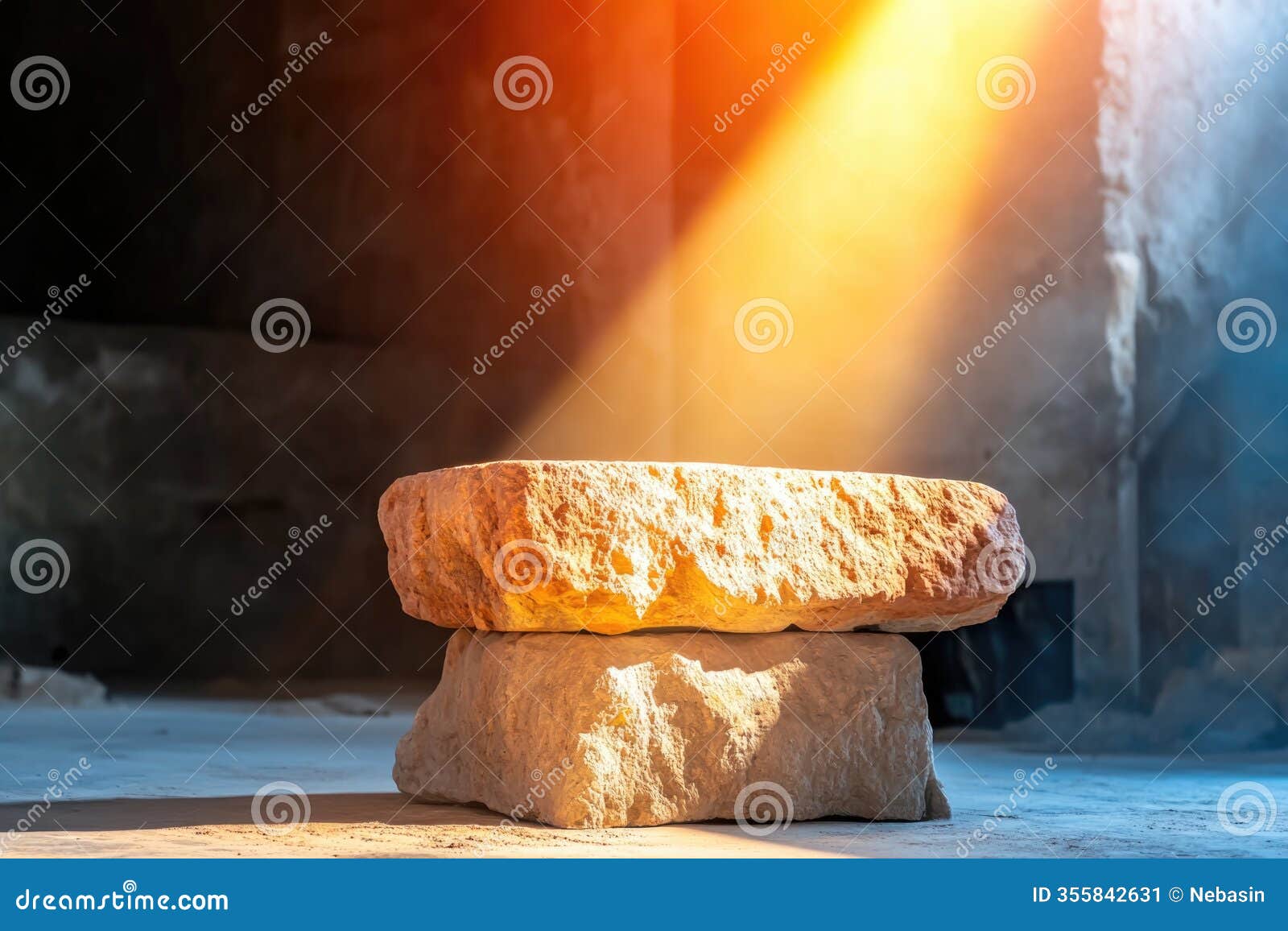 Sunlight Illuminating Ancient Stone Altar in a Sacred Temple Setting ...