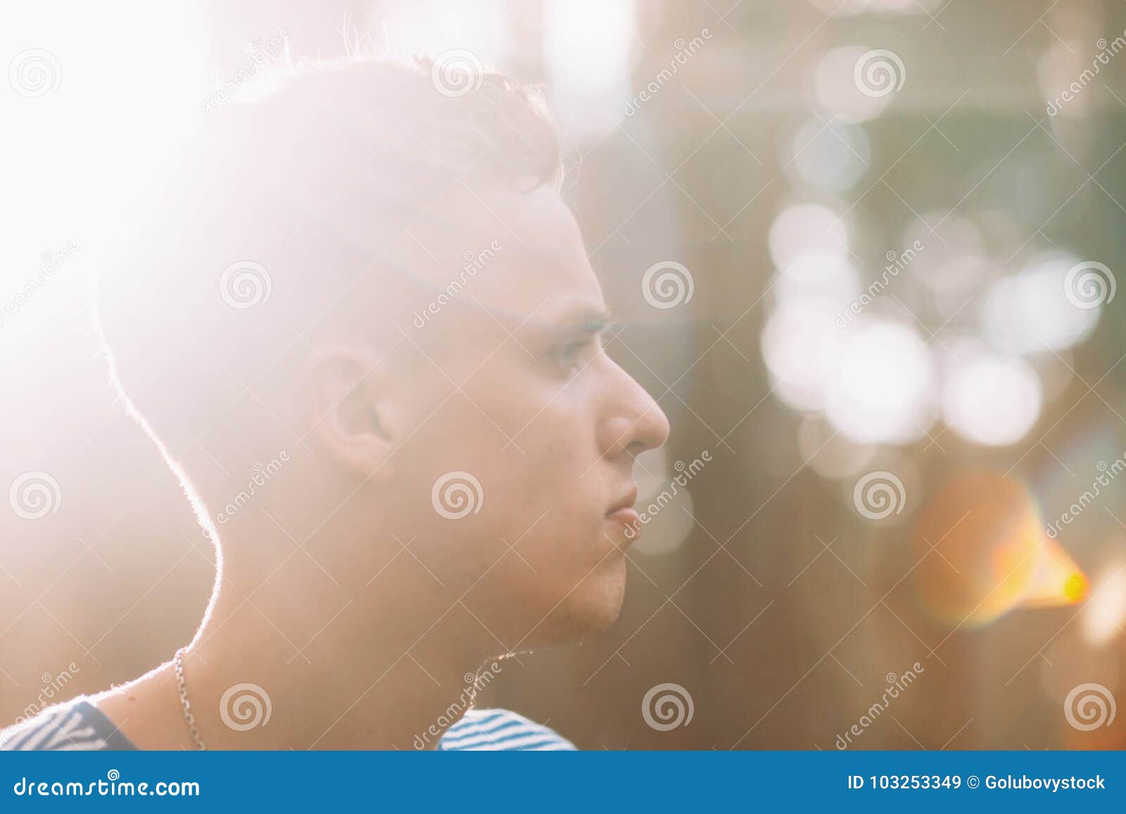 Sunlight Man Nature Alone Concept. Stock Image - Image of focus, male ...