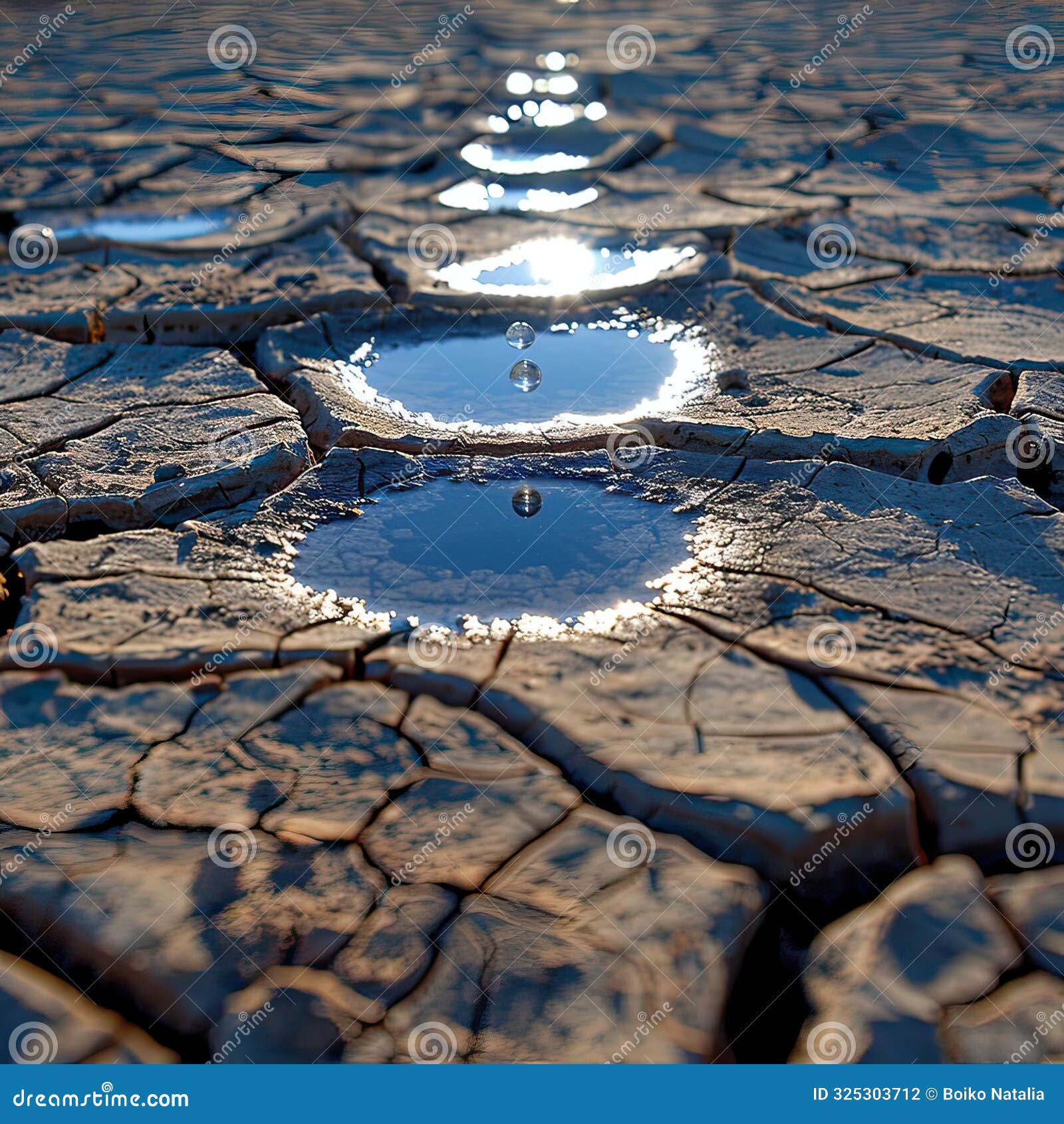 The Sunlight is Mirrored in a Pool of Water on the Road Surface Stock ...