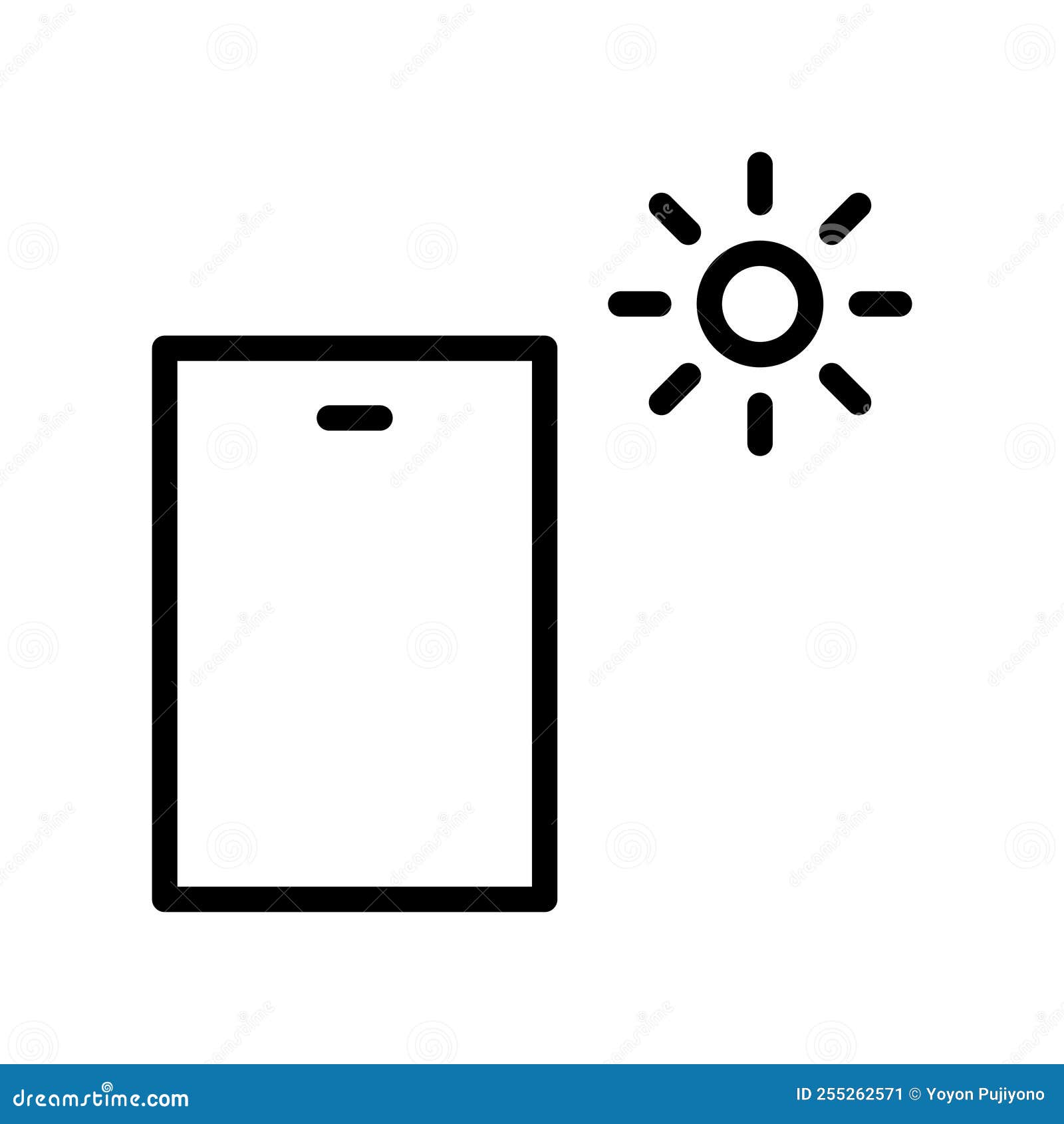 Sunlight Mobile Screen Mode Icon with Sun Stock Vector - Illustration ...