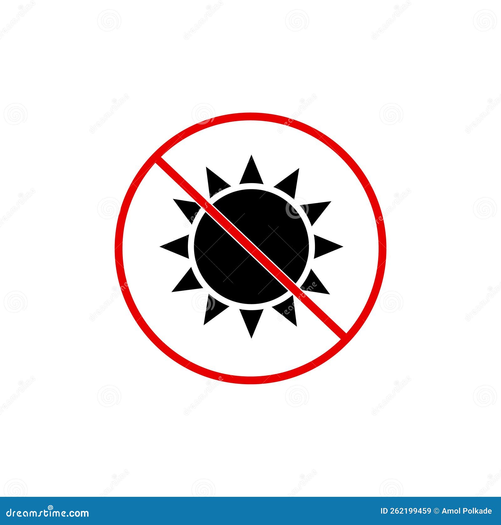 Sunlight No Here Icon. No Use Sunlight Icon Stock Vector - Illustration ...