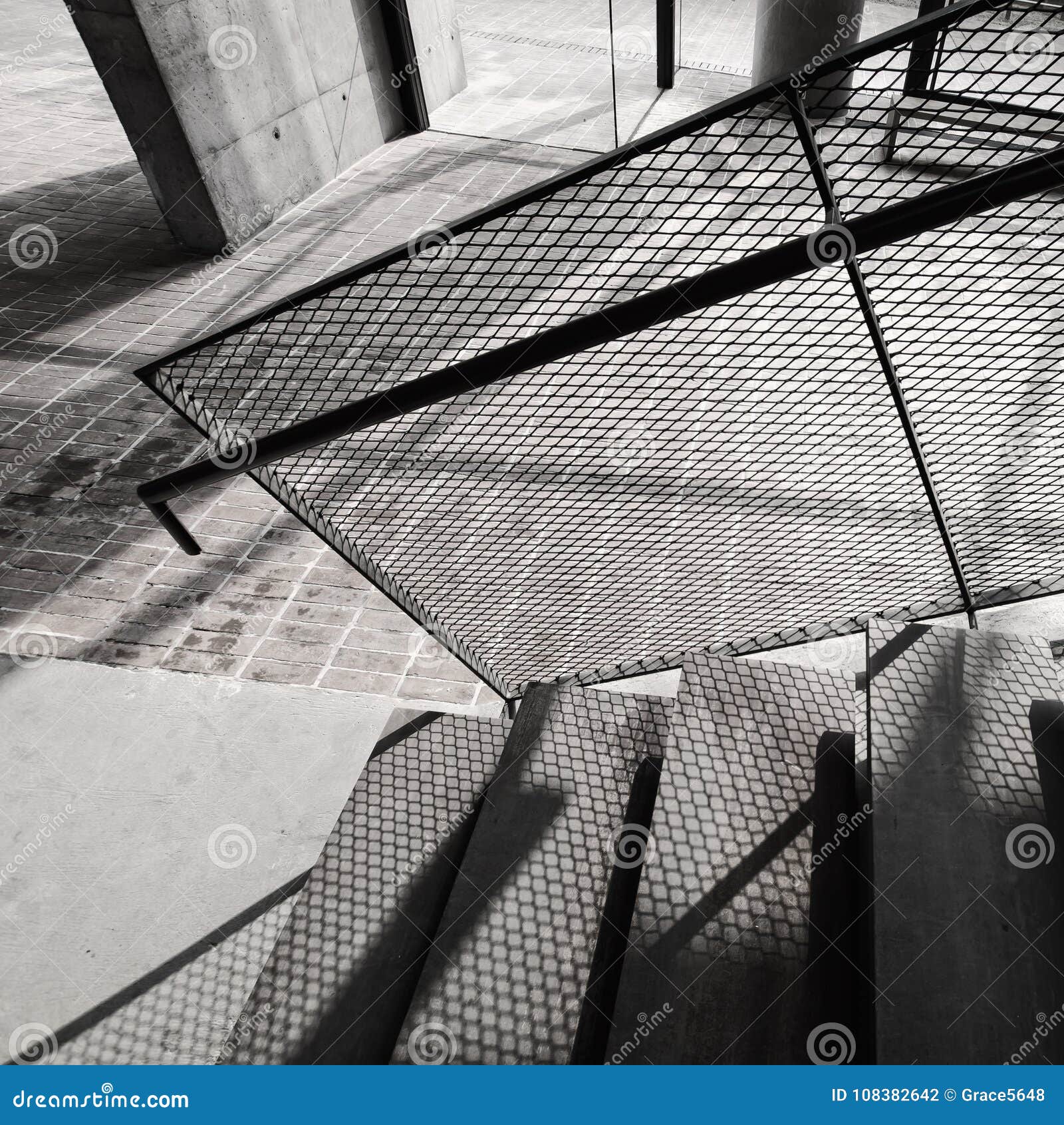 Sunlight Pass through the Net Railing Stock Photo - Image of brick ...