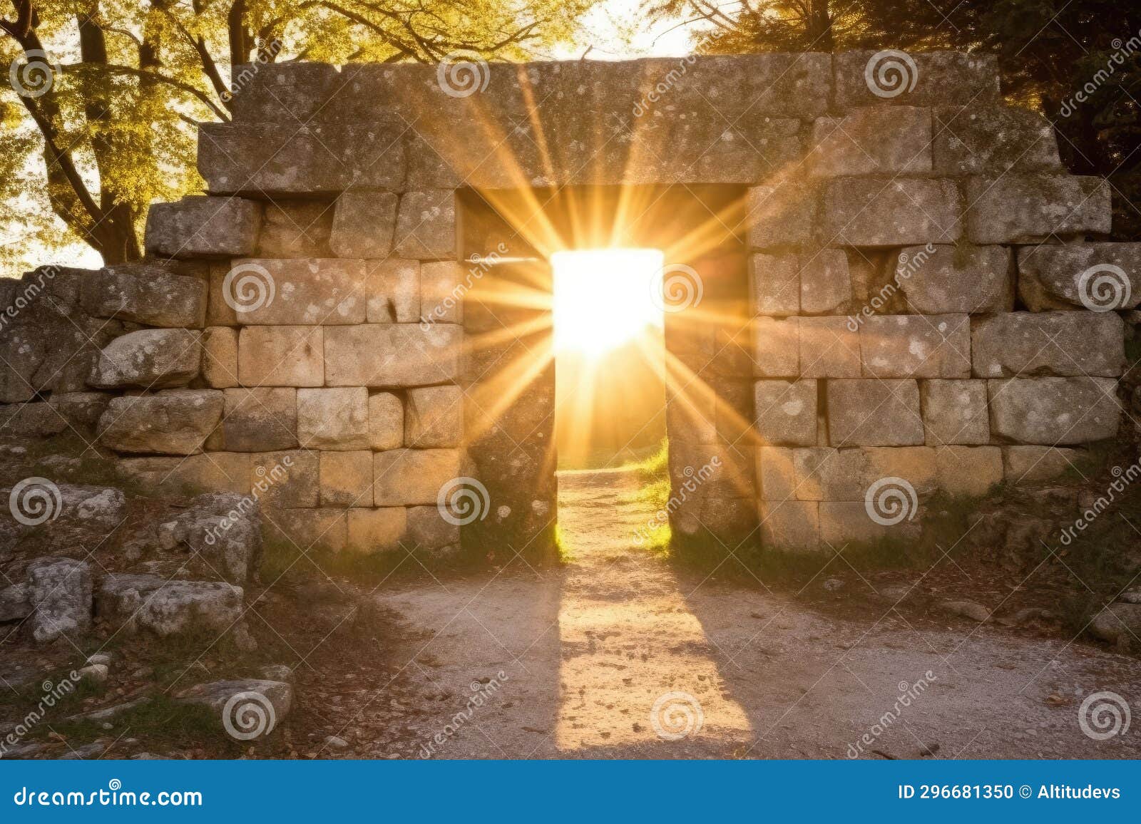 Sunlight Passing through a Natural Stone Gate Stock Photo - Image of ...