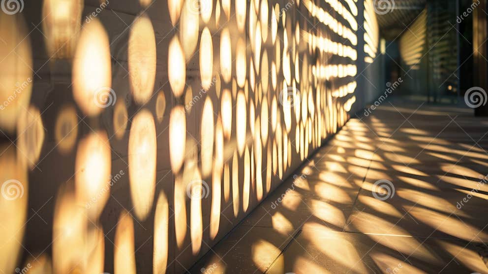 Sunlight Patterns on Modern Building Wall Creating Abstract Circular ...