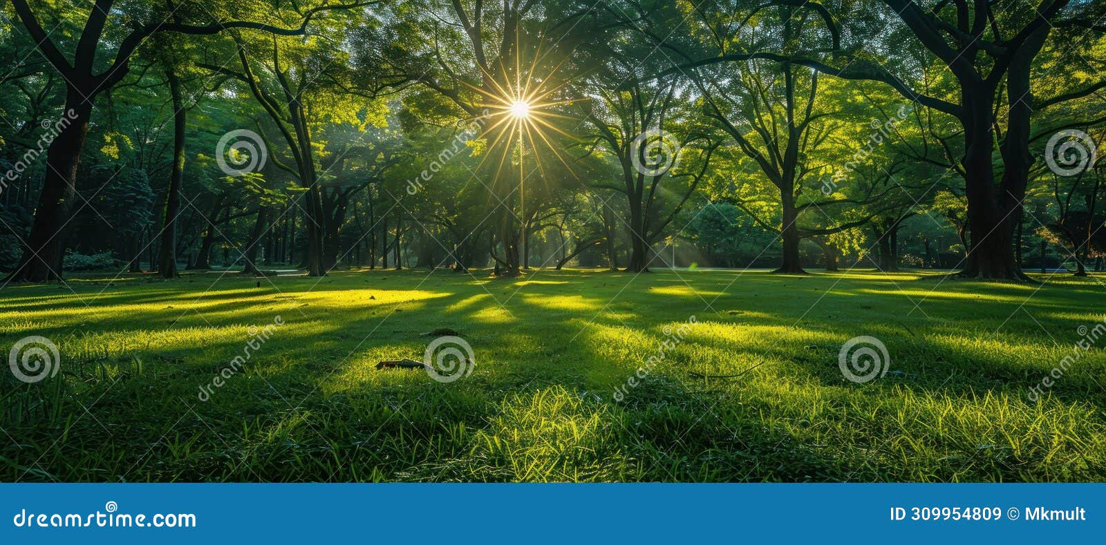 Sunlight Peeking through Trees in Park Stock Image - Image of branches ...