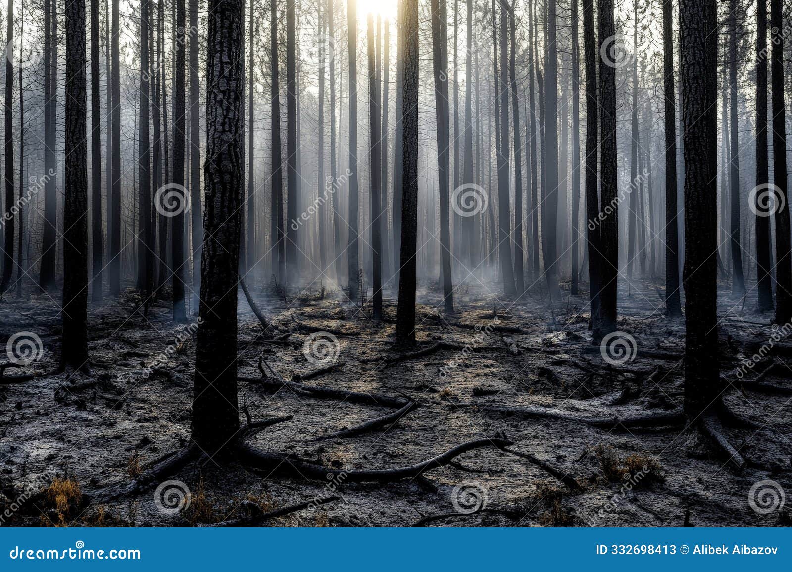 Sunlight Piercing through Burnt Forest after Wildfire - Post-Fire ...