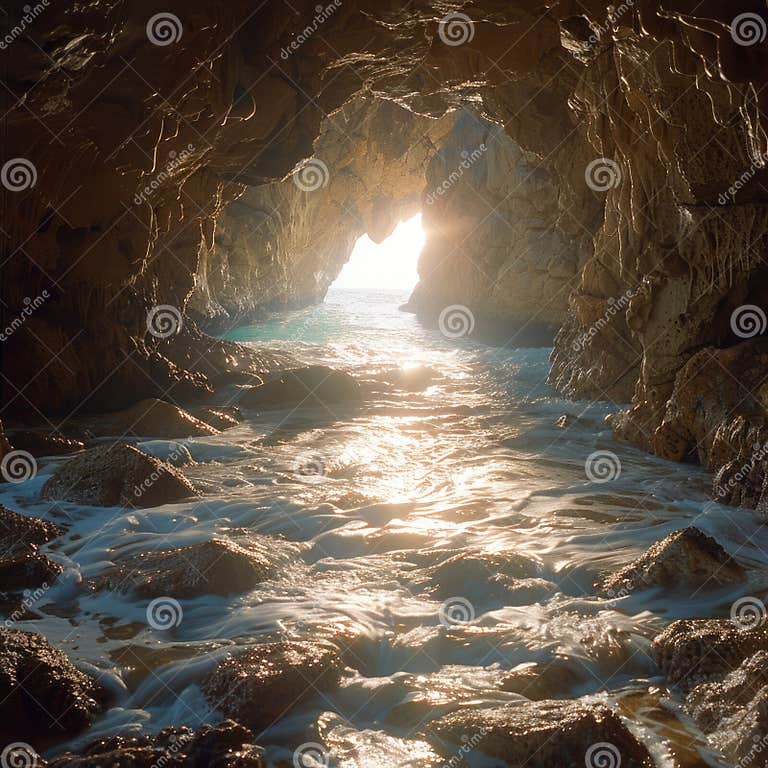 Sunlight Piercing through Ocean Tunnel Stock Image - Image of water ...