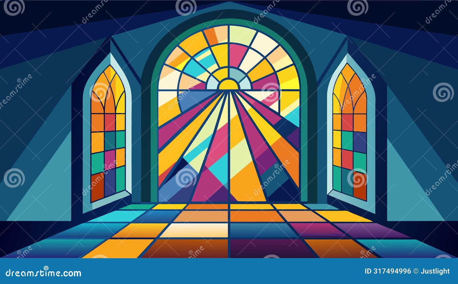 The Sunlight Pouring through a Newly Installed Stained Glass Window ...