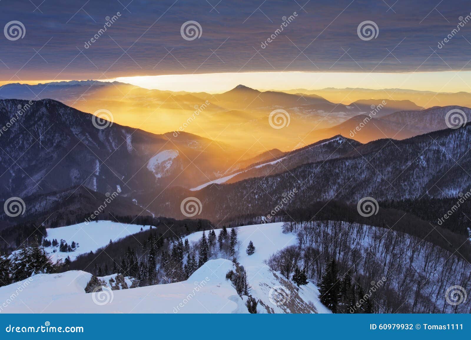 Sunlight Rays Over Mountain at Winter Stock Photo - Image of extreme ...