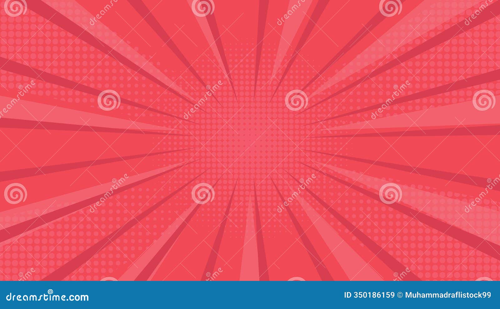 Sunlight Red Comic Background in Pop and Halftone Style. Vector ...