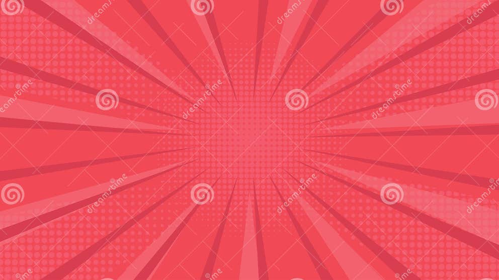 Sunlight Red Comic Background in Pop and Halftone Style. Vector ...