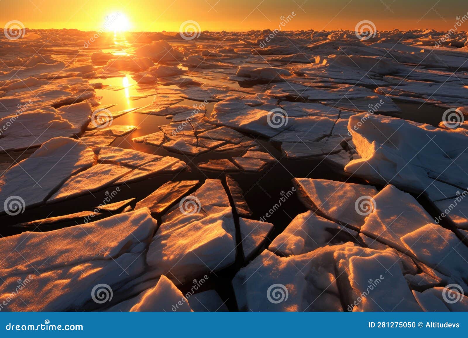 Sunlight Reflecting on Ice Fractures Stock Illustration - Illustration ...