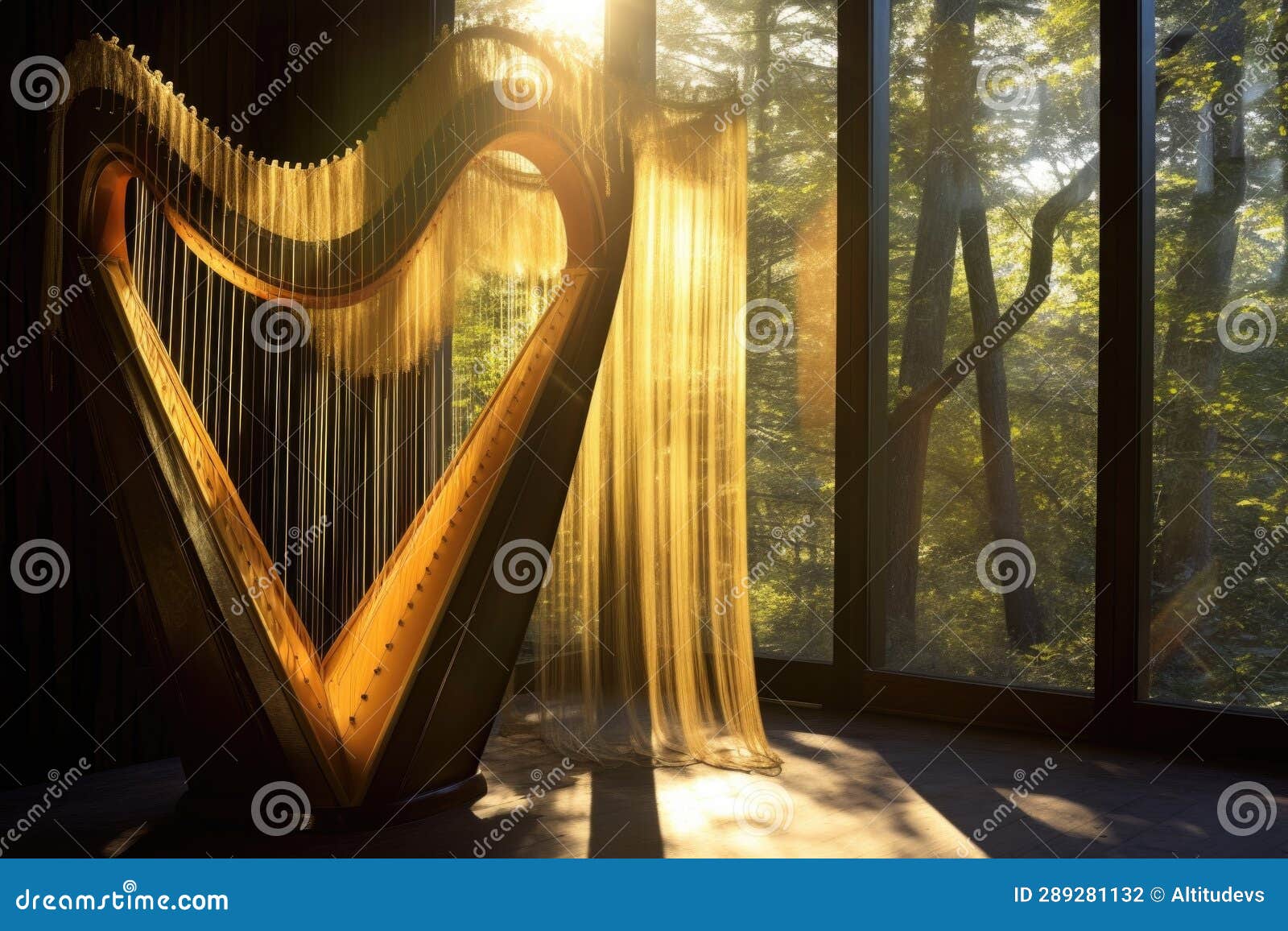 Sunlight Reflecting Off Harp Strings Stock Photo - Image of instrument ...