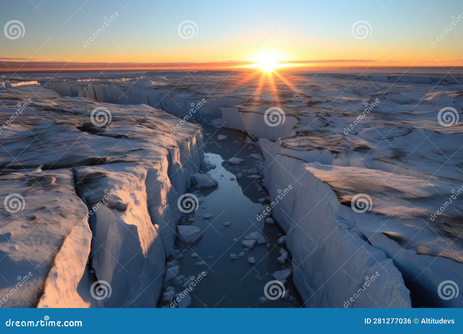 Sunlight Reflecting Off Ice Sheet Fractures Stock Photo | CartoonDealer ...
