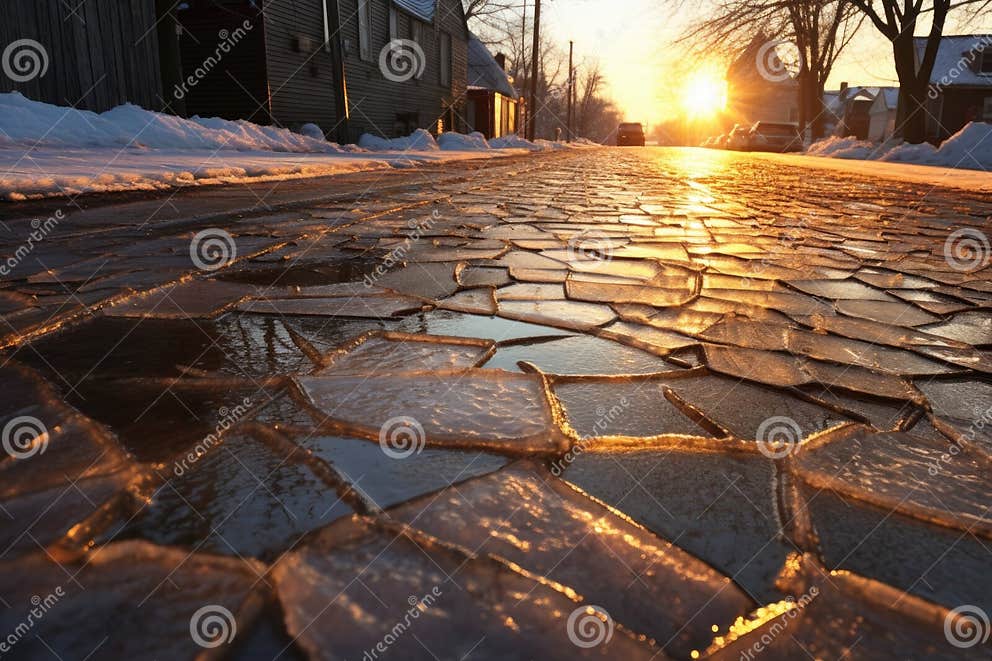 Sunlight Reflecting Off Icy Pavement Texture Stock Photo - Image of ...