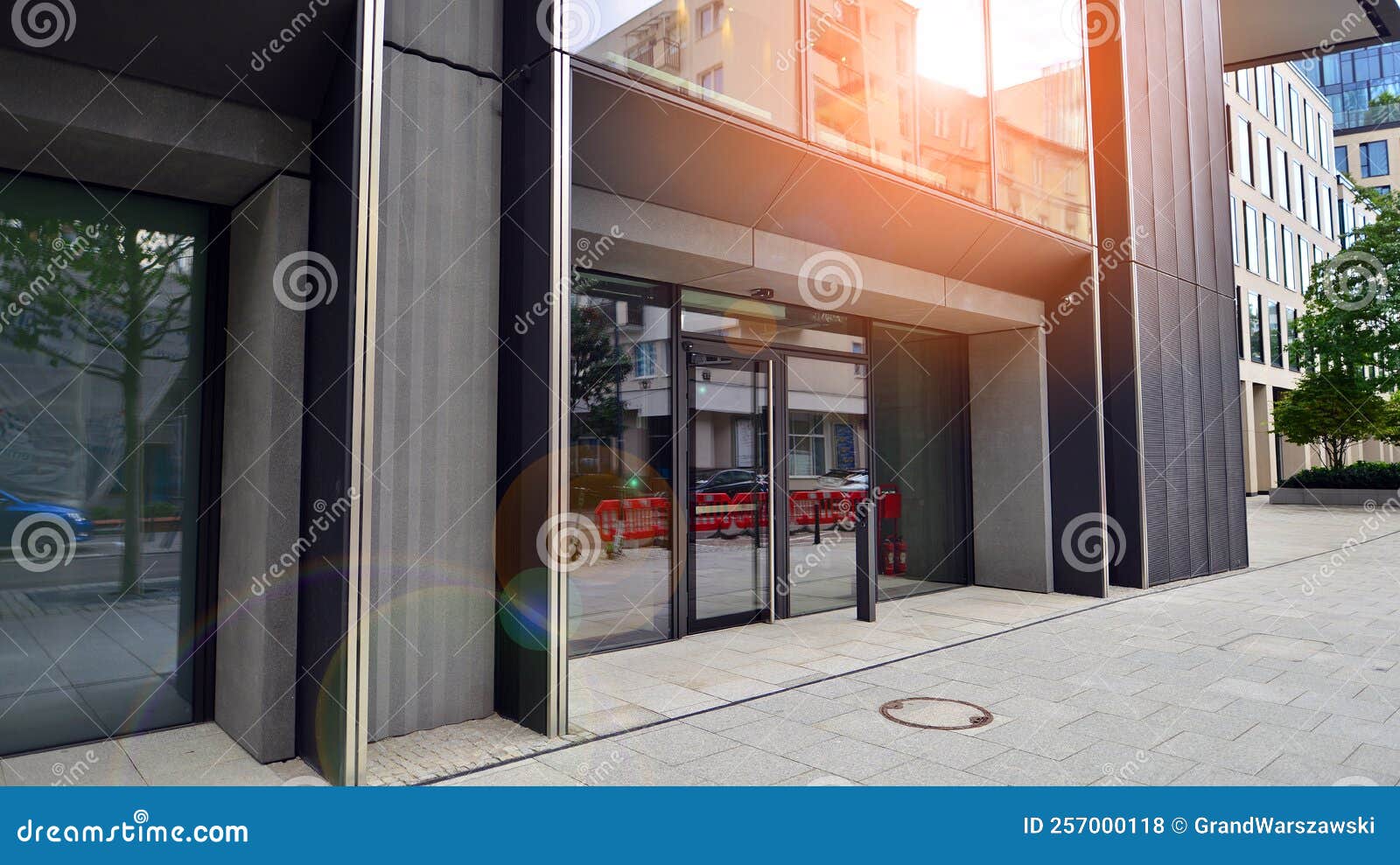 Glass Windows and Sidewalks in Office Buildings. Stock Photo - Image of ...