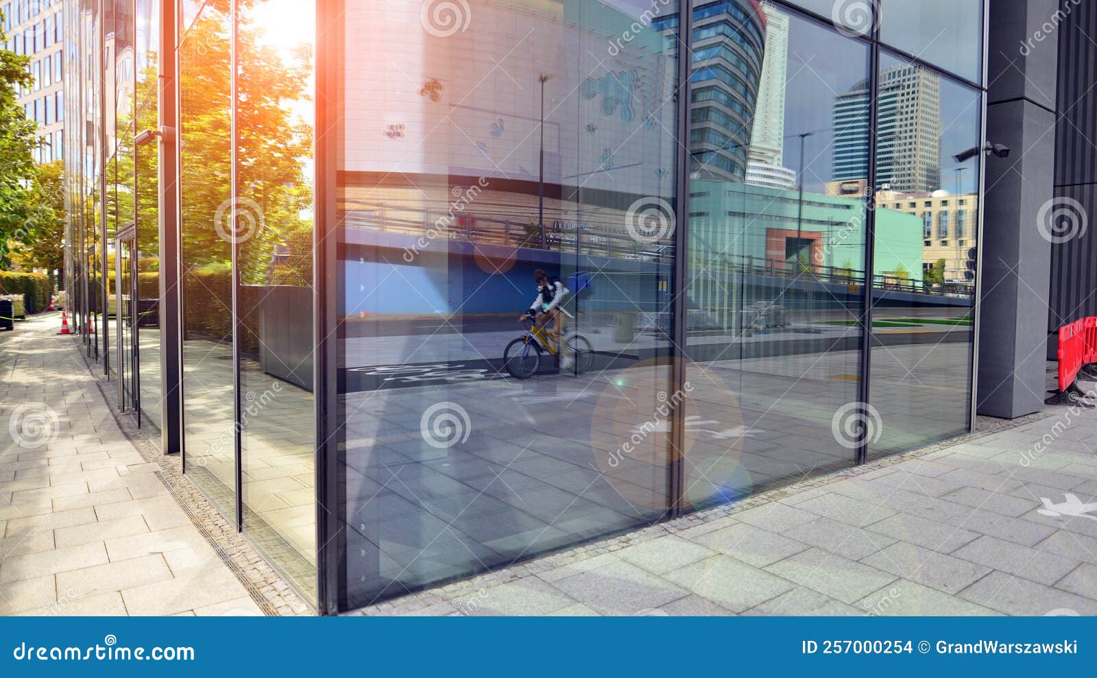 Glass Windows and Sidewalks in Office Buildings. Stock Photo - Image of ...