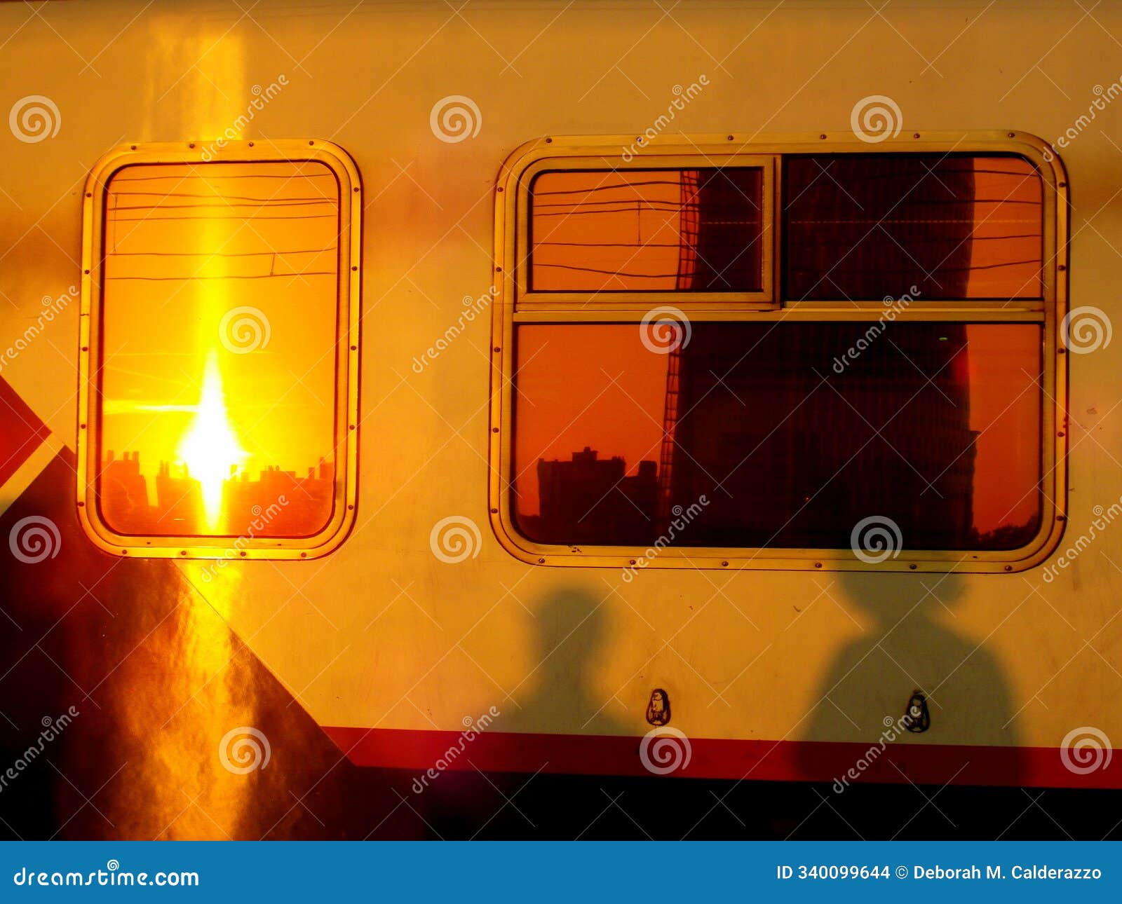 Sunlight Reflecting on the Windows of a Train Stock Photo - Image of ...