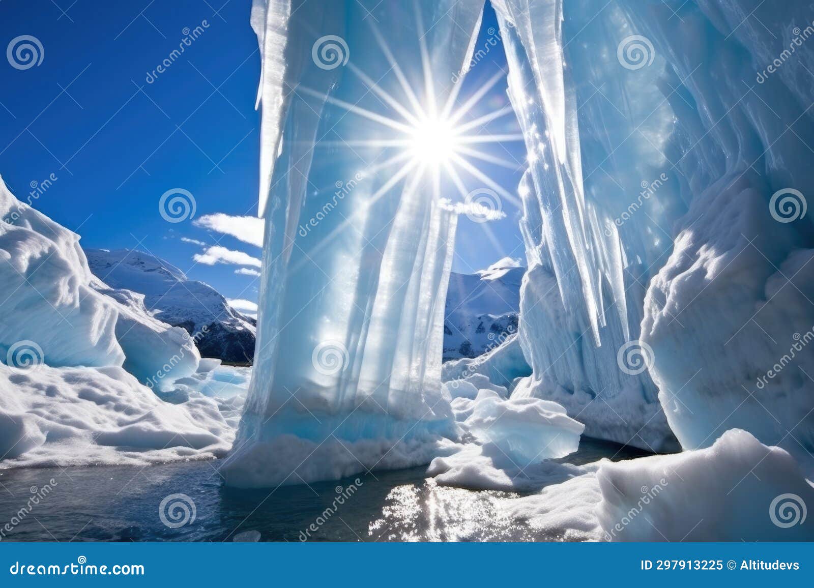 Sunlight Refracting through a Glaciers Crystalline Structure Stock ...