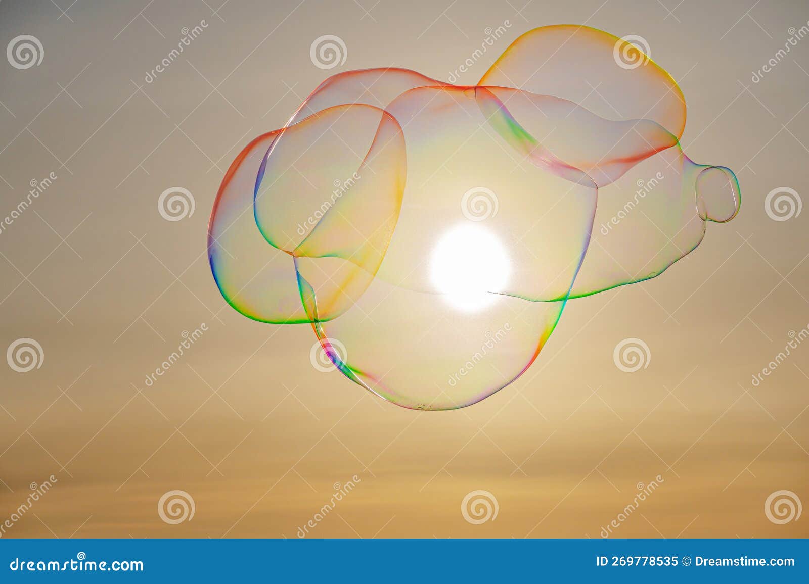 Sunlight Refracting through Large Colorful Bubbles on the Ocean Coast ...