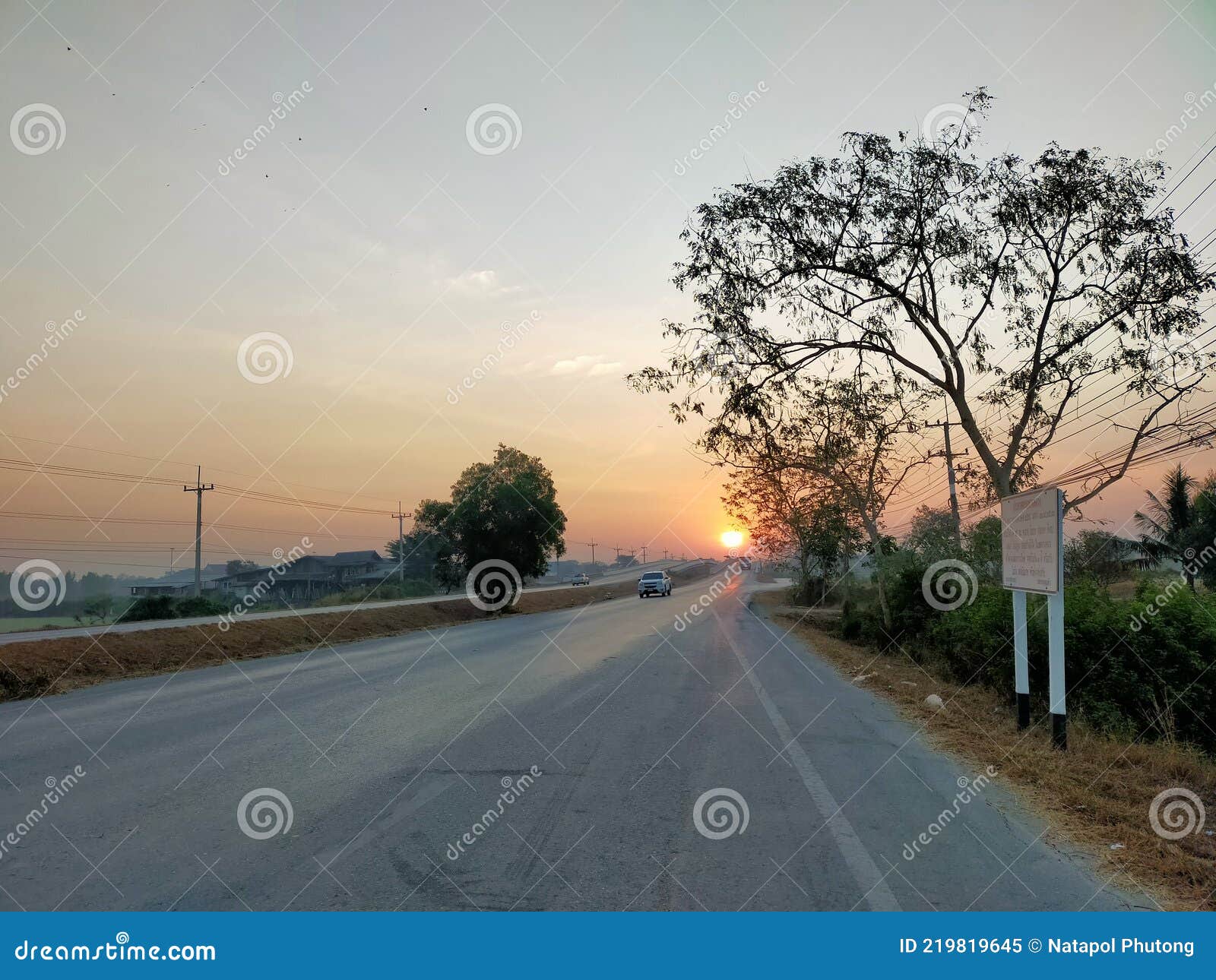 Sunlight on the road stock image. Image of infrastructure - 219819645