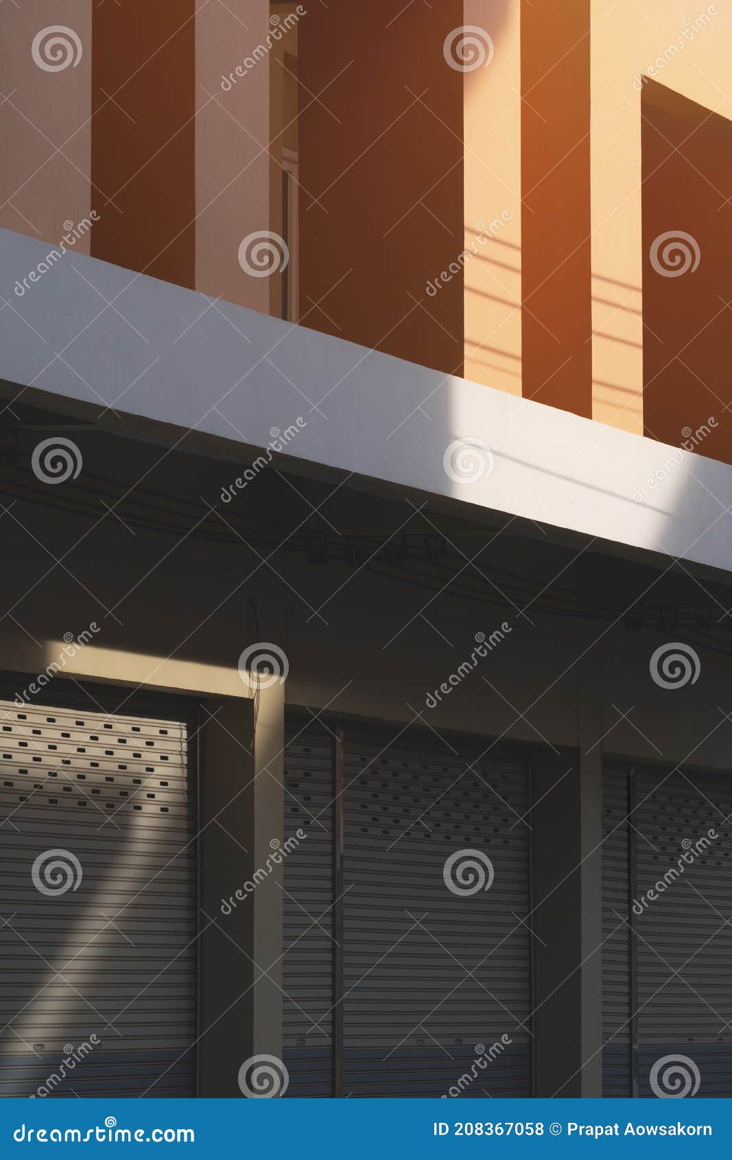 Sunlight and Shadow on Surface of Commercial Buildings at Morning Time ...