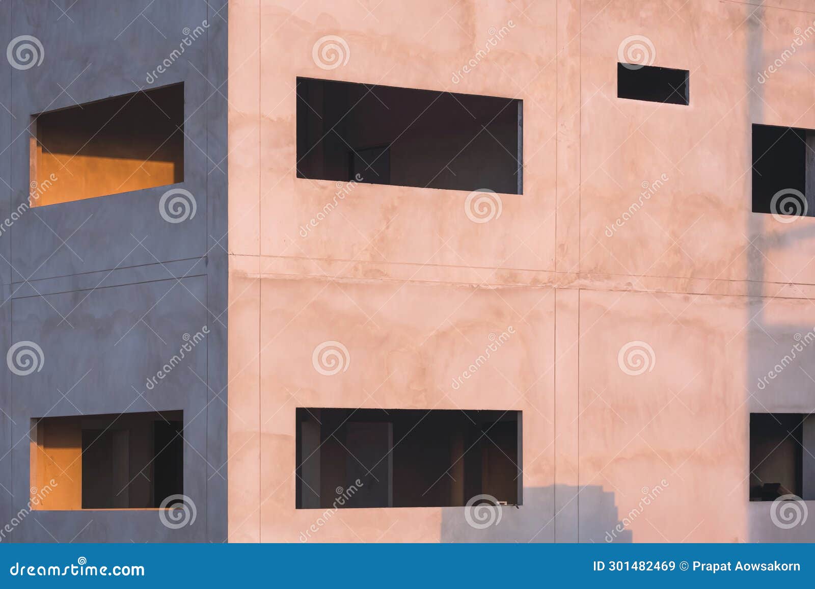 Sunlight and Shadow on Surface of Concrete Wall of Incomplete ...