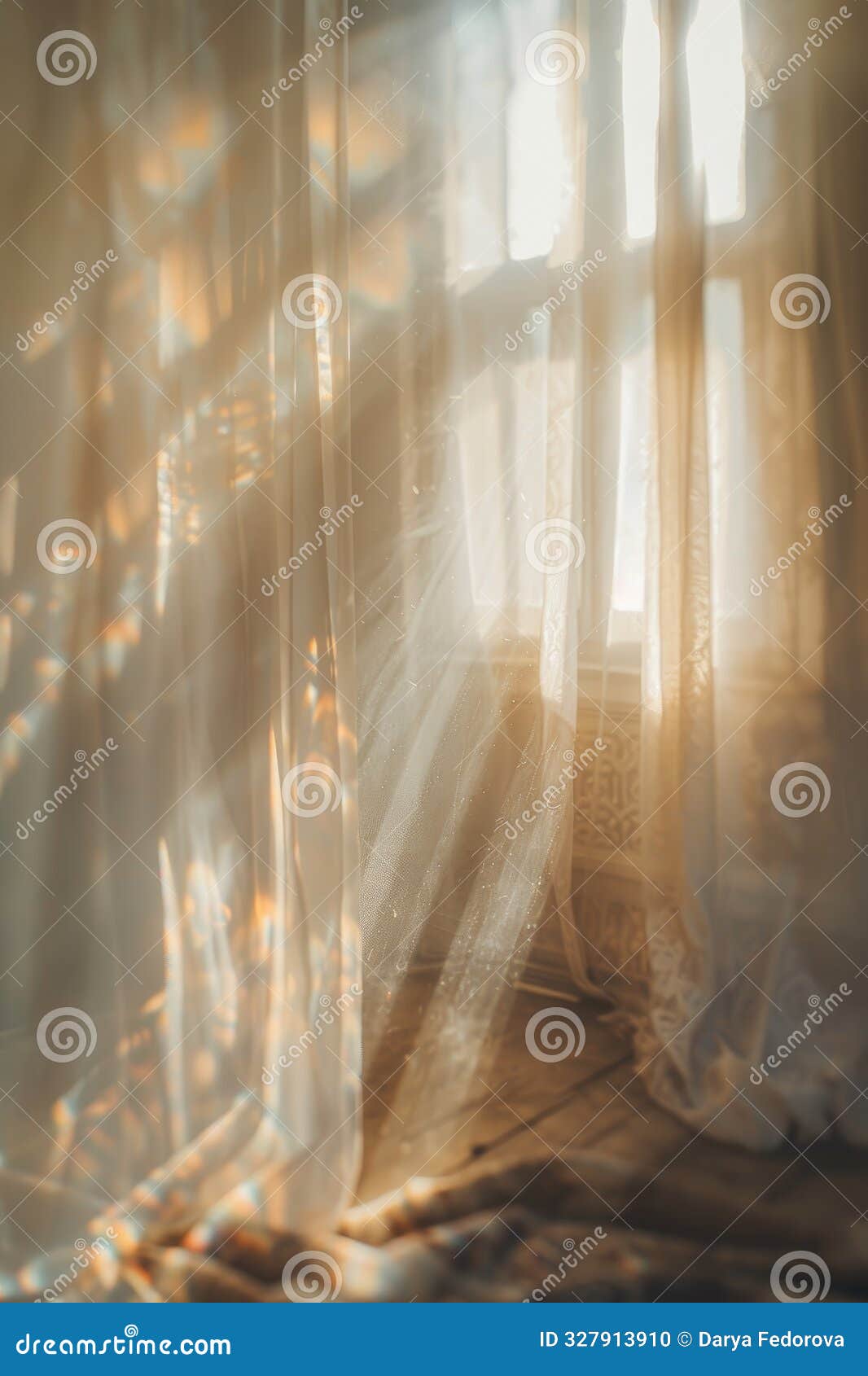 Sunlight through Sheer Curtains Creating Rainbow Light Effects on ...