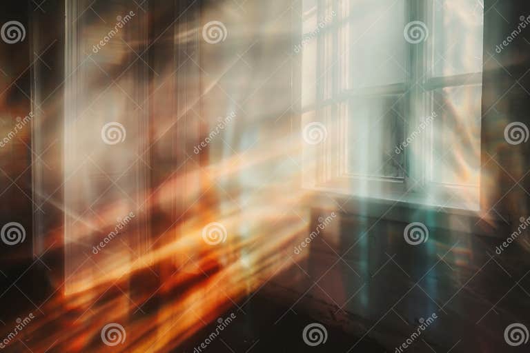 Sunlight through Sheer Curtains Creating Rainbow Light Effects on ...