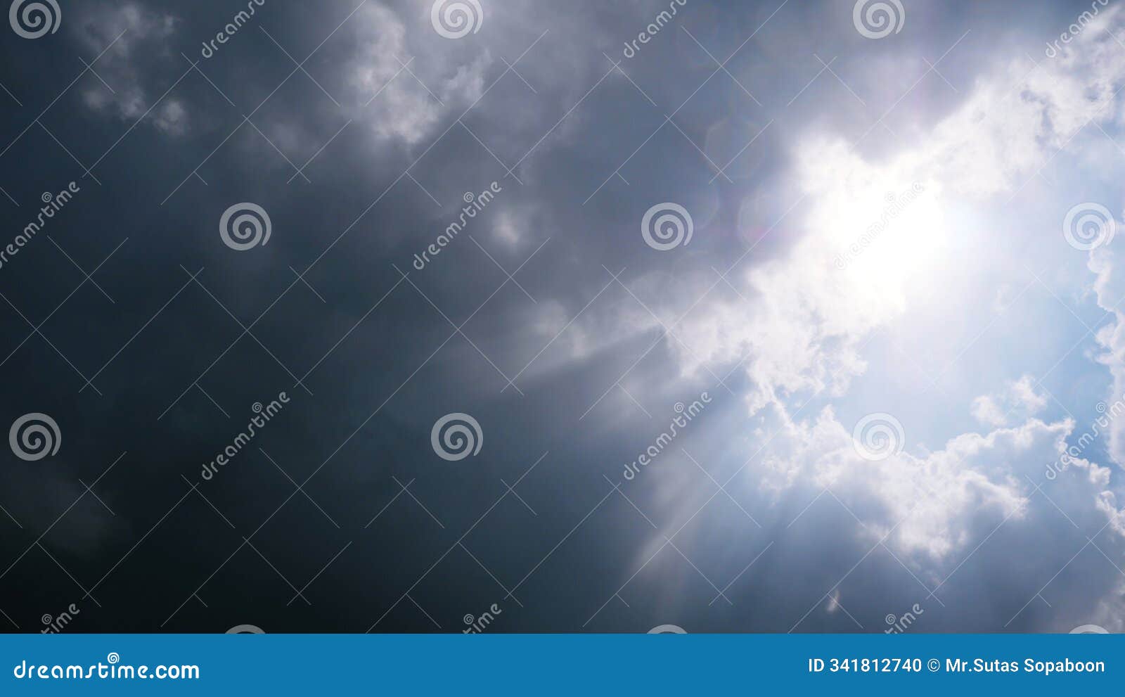 Sunlight Shines through the Dark Clouds Stock Photo - Image of ...