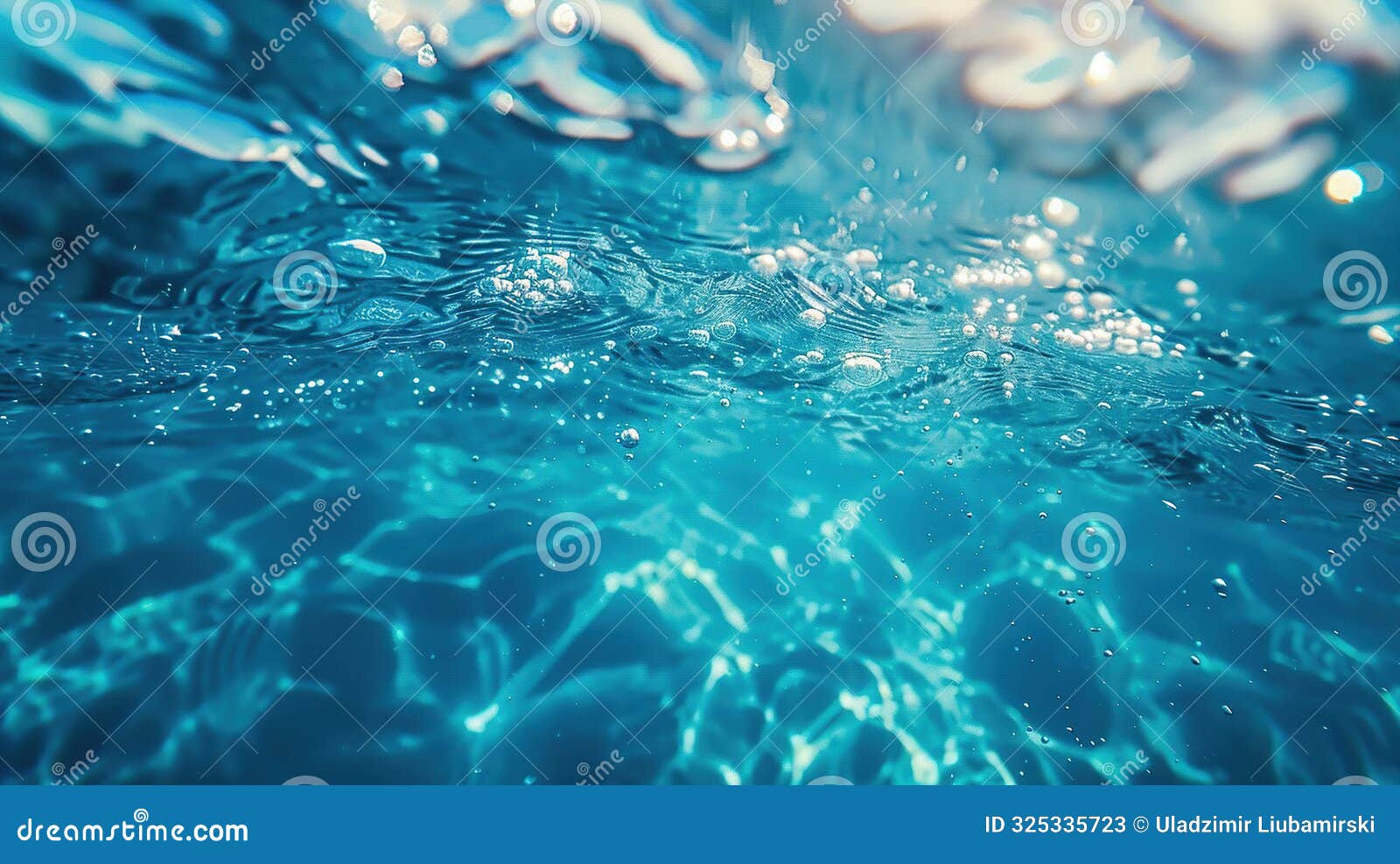 Sunlight Shines on the Surface and Underwater in the Sea. Beautiful ...