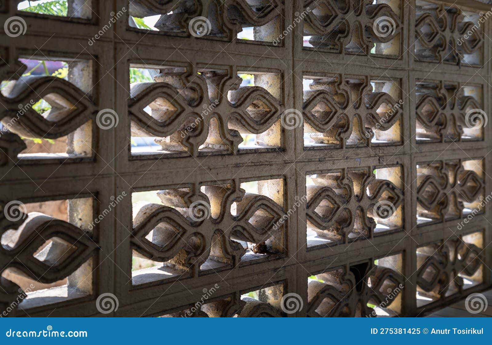 The Sunlight is Shining through the Decorative Old Hollow Concrete ...