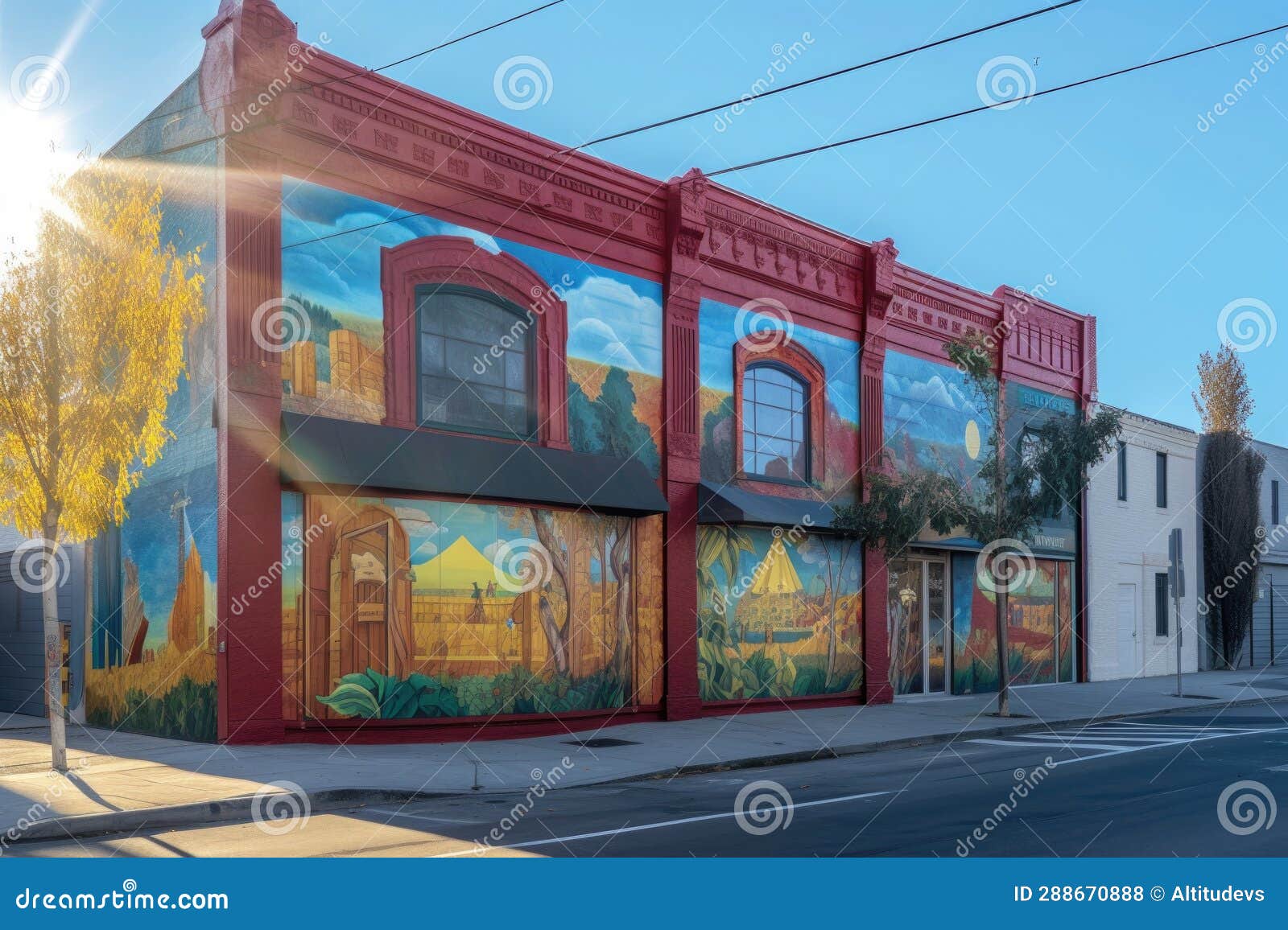 Sunlight Shining on Freshly Restored Mural Colors Stock Photo - Image ...