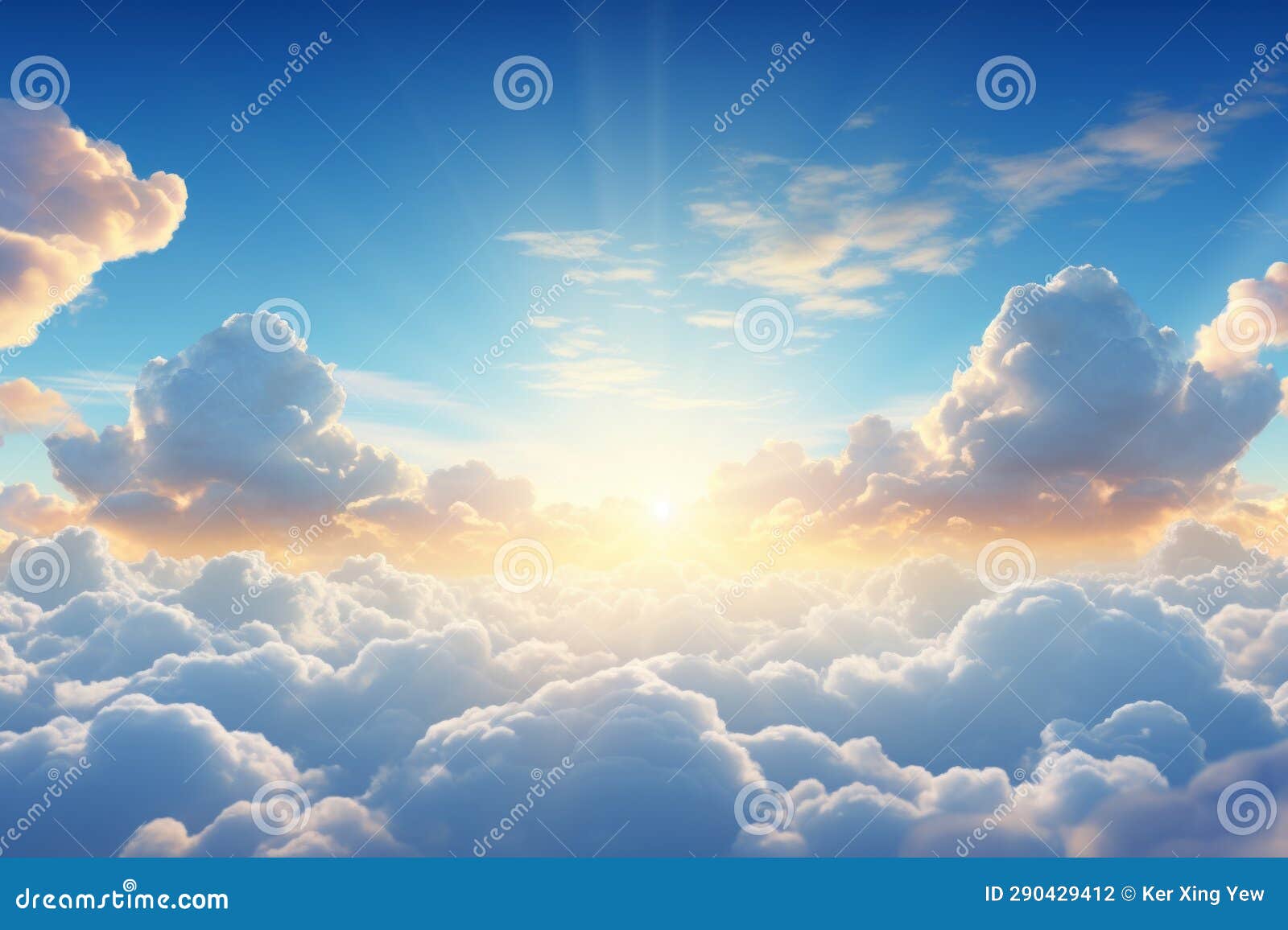 Sunlight Streaming through Clouds in the Sky Stock Illustration ...