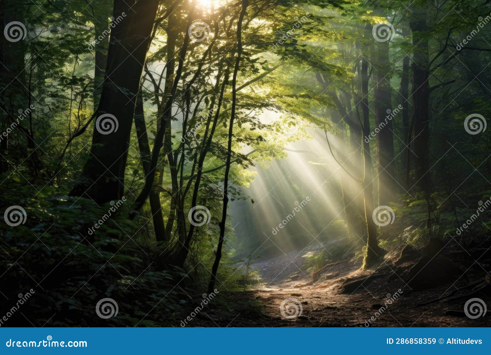Sunlight Streaming through Dense Forest Canopy Stock Image - Image of ...