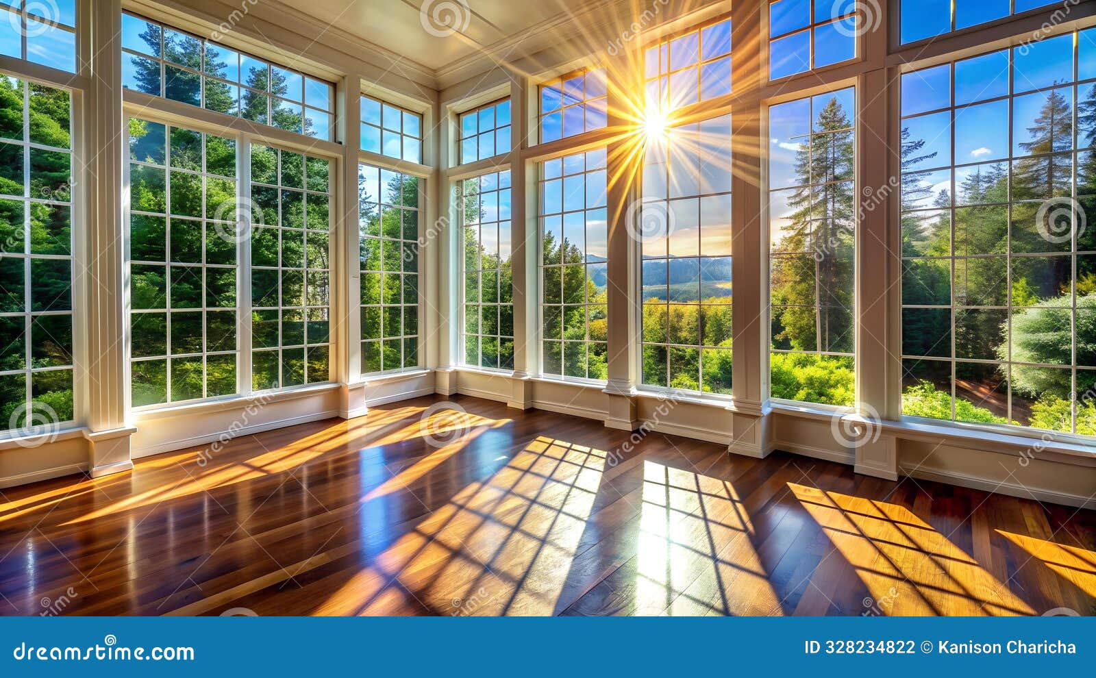Sunlight Streaming through Gleaming Windows Generative AI Stock Photo ...
