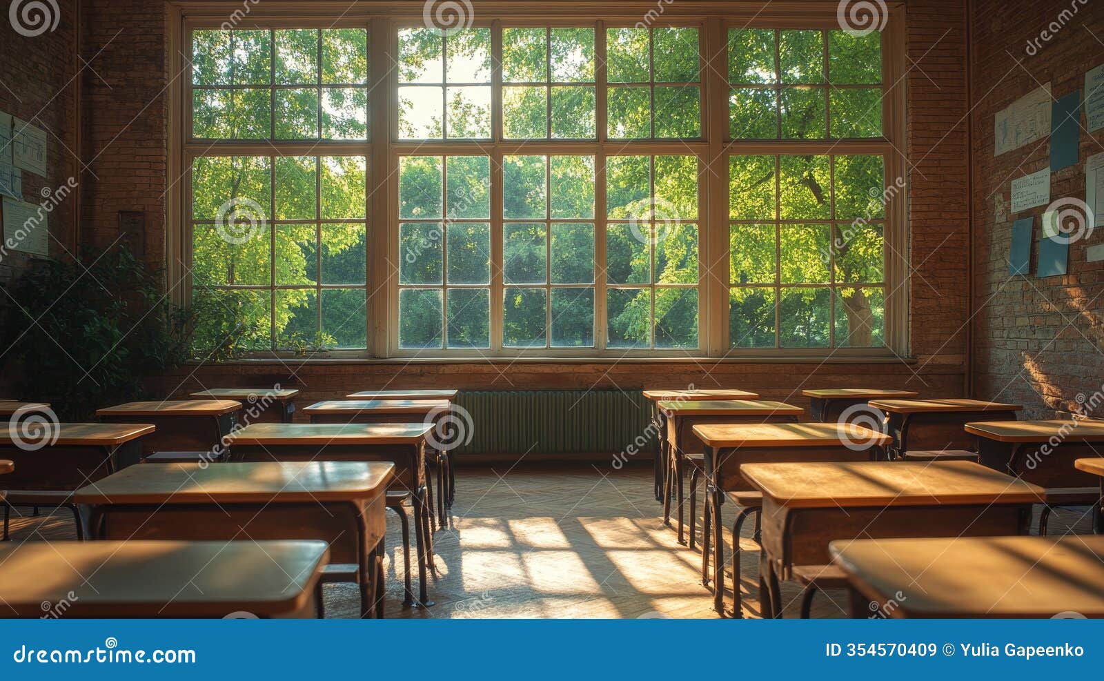Sunlight Streaming through Large Windows in a Spacious Classroom Setup ...