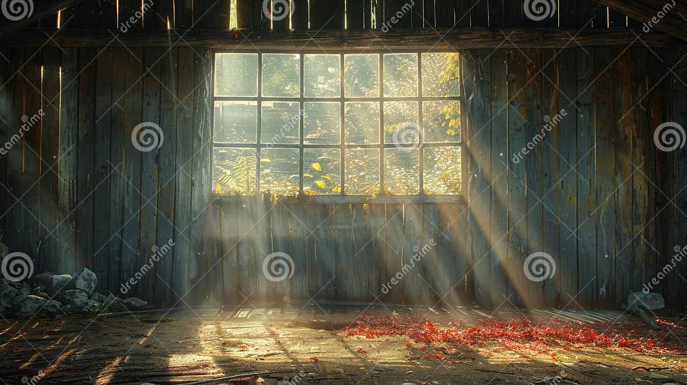 Sunlight Streaming through Rustic Window of an Abandoned Wooden Cabin ... Sunlight Streaming through Rustic Window of an Abandoned Wooden Cabin ...