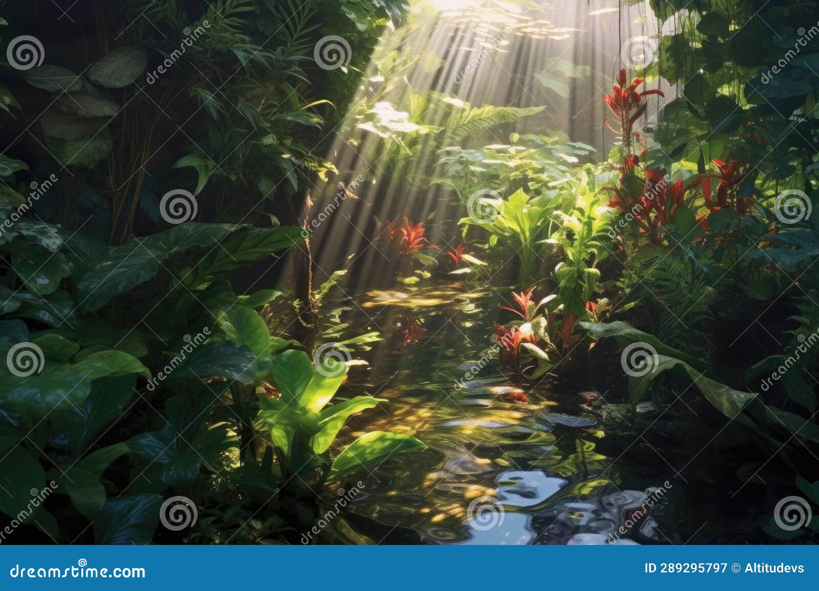 Sunlight Streaming through Water Onto Plants Stock Image - Image of ...
