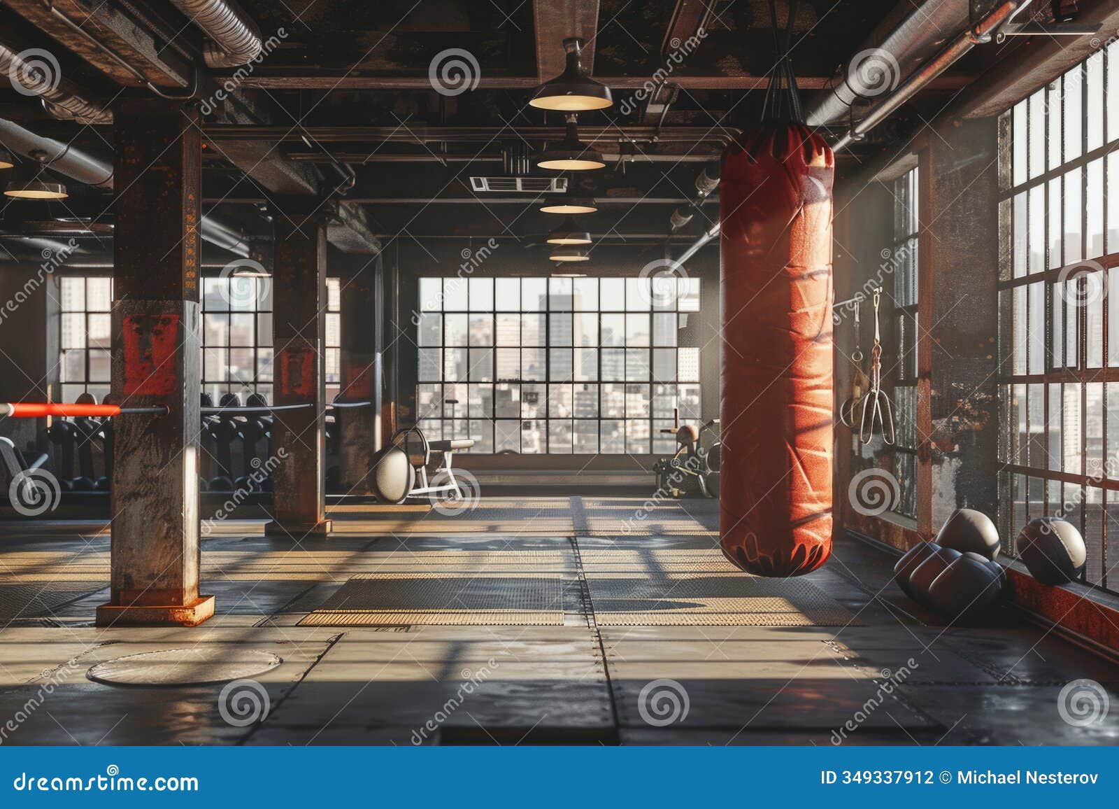 Sunlight is Streaming through the Windows of an Empty Boxing Gym Stock ...