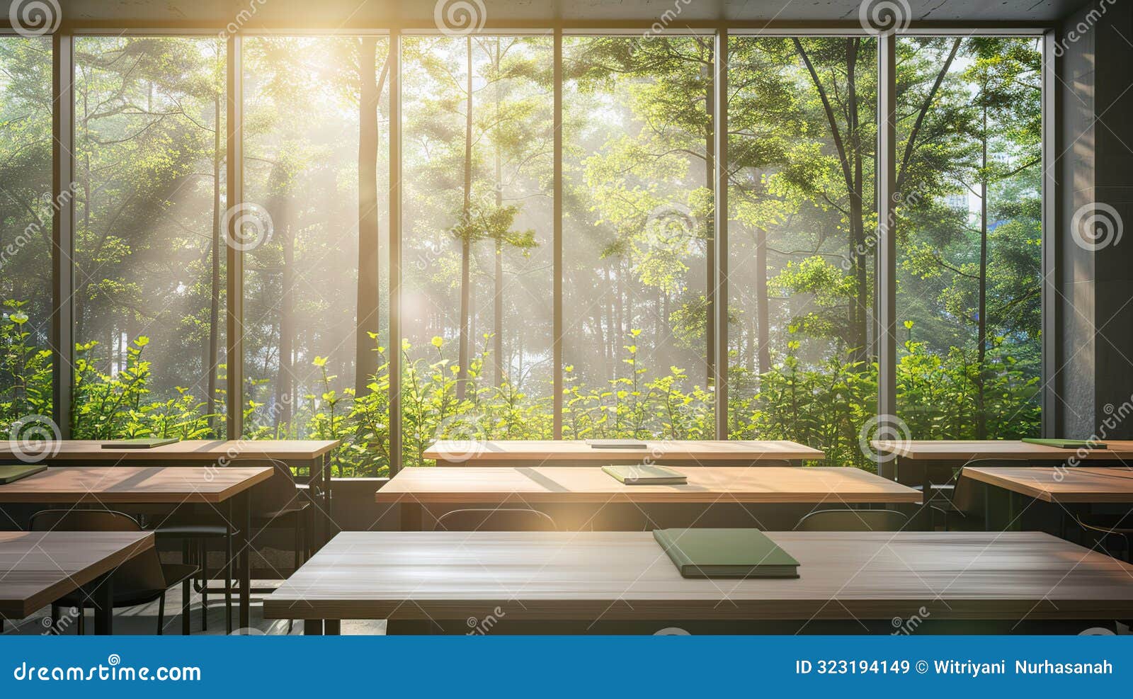 Sunlight Streaming through Windows in a Modern Classroom Stock ...