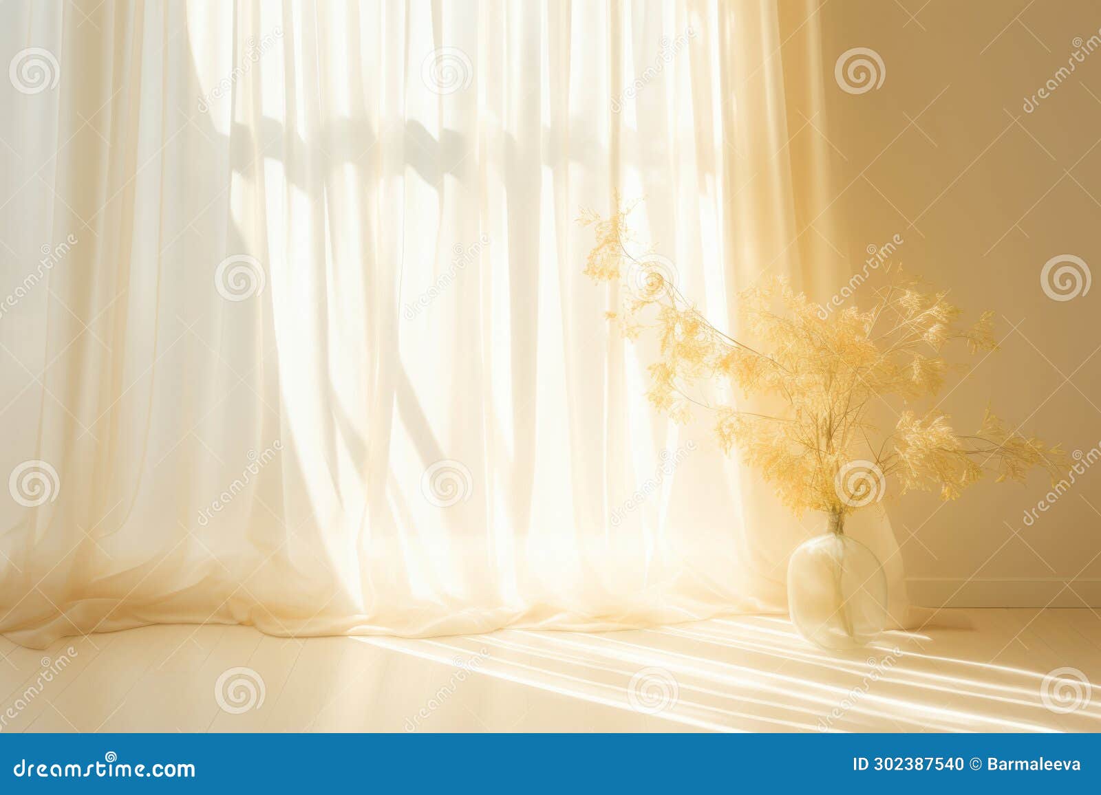 Sunlight Streaming through Windows with Transparent Curtains ...
