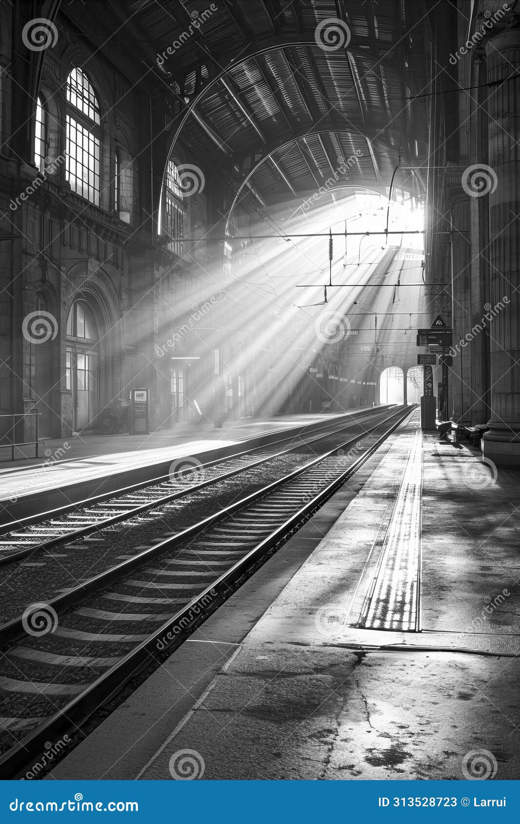 Sunlight Streams through an Arched Window, Illuminating a Grand, Empty ...