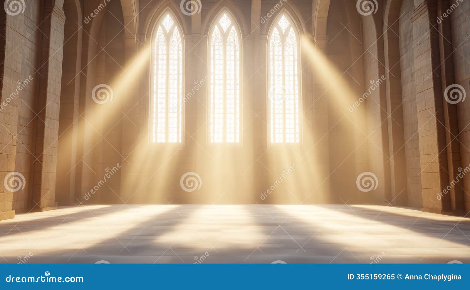 Sunlight Streams through Gothic Cathedral Windows Illuminating Grand ...