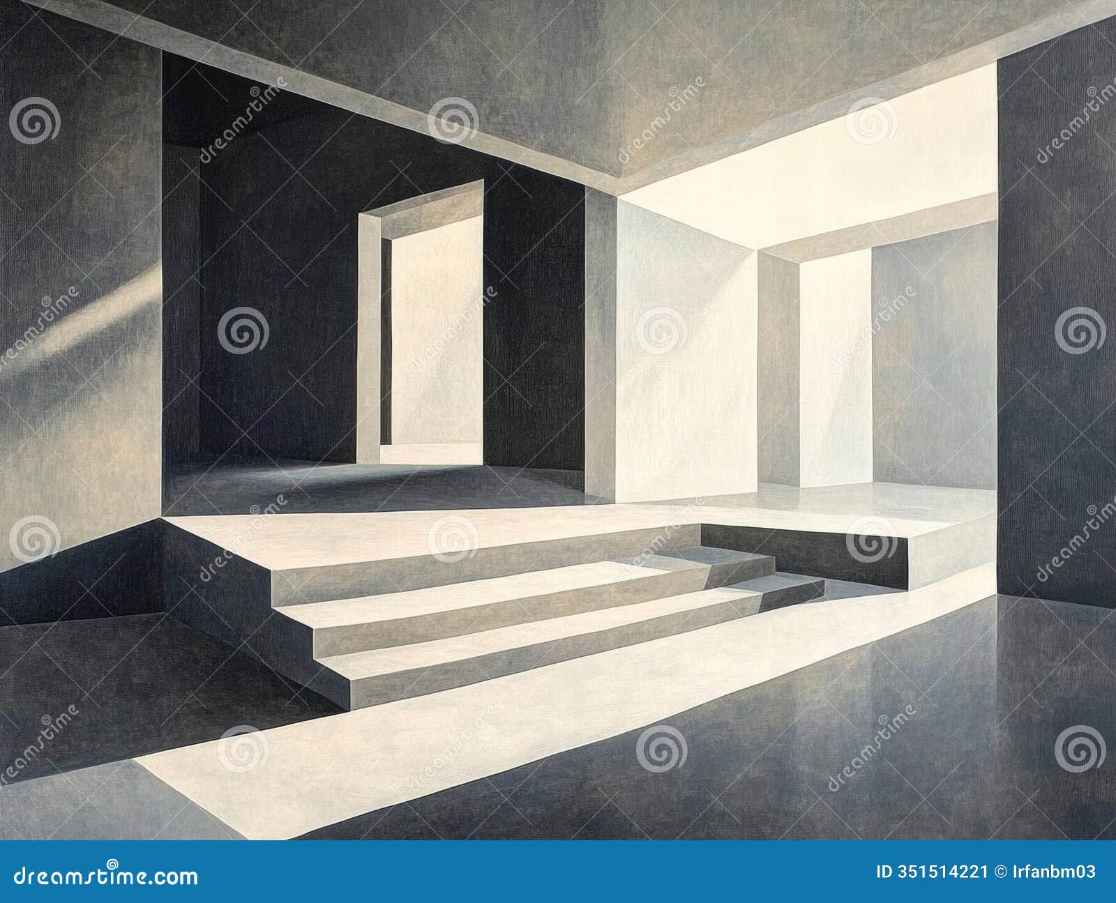 Sunlight Streams into Minimalist Interior with Stairs, Architectural ...