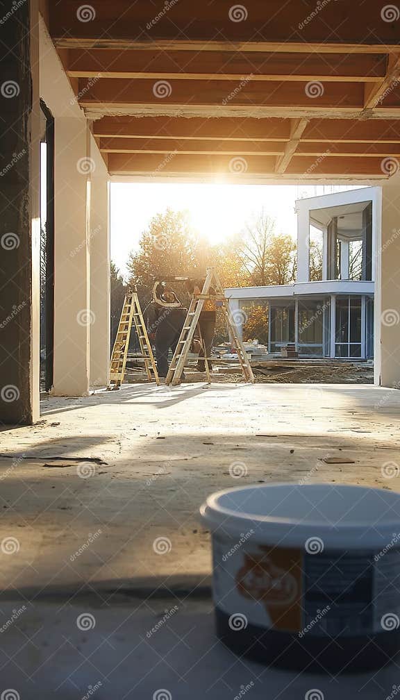 Sunlight Streams through Unfinished Home Interior with Construction ...
