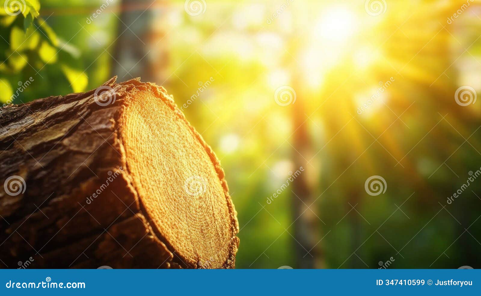 Sunlight on Tree Trunk Cross Section Stock Illustration - Illustration ...